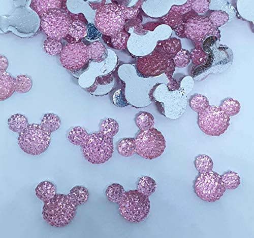MajorCrafts® 50pcs Light Pink 14mm Flat Back Kawaii Resin Mouse Head ...