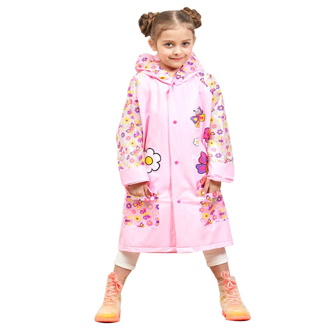 V3E Kids Boy's & Girl's Raincoat Flower Pattern Adorable Colorful ...