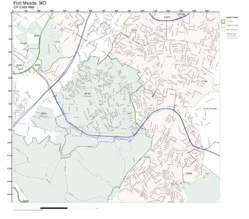 ZIP Code Wall Map of Fort Meade, MD ZIP Code Map Not Laminated: Amazon ...