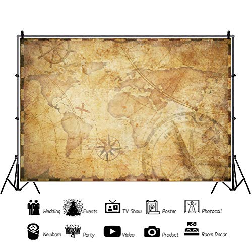 Buy YongFoto 7x5ft Vintage Old Travel World Map Backdrop Parchment Map ...