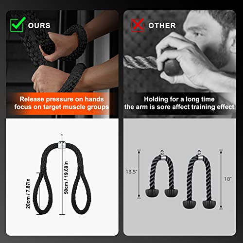 Tricep Rope, Press Down Cable Machine Attachment Set, LAT Pulldown ...