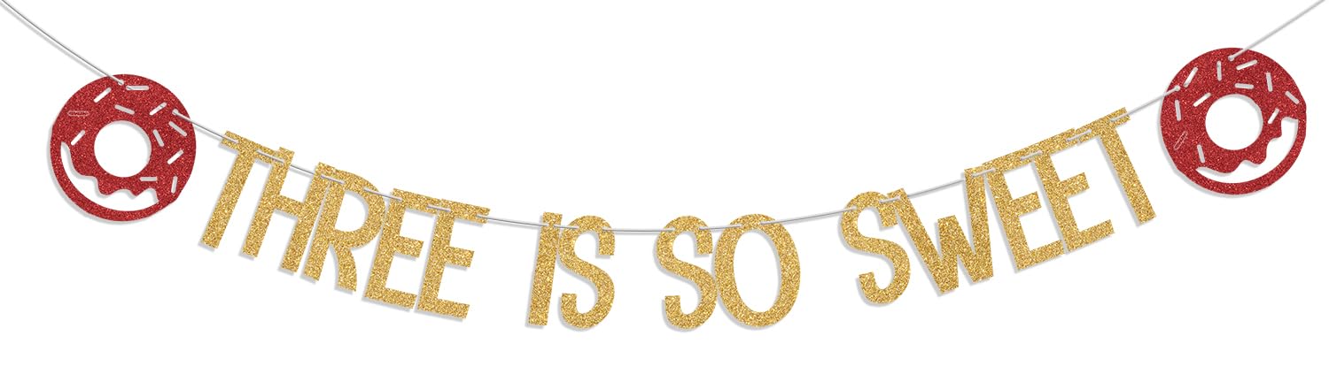 Amazon.com: Three is So Sweet Banner, 3rd Birthday Party Decorations ...