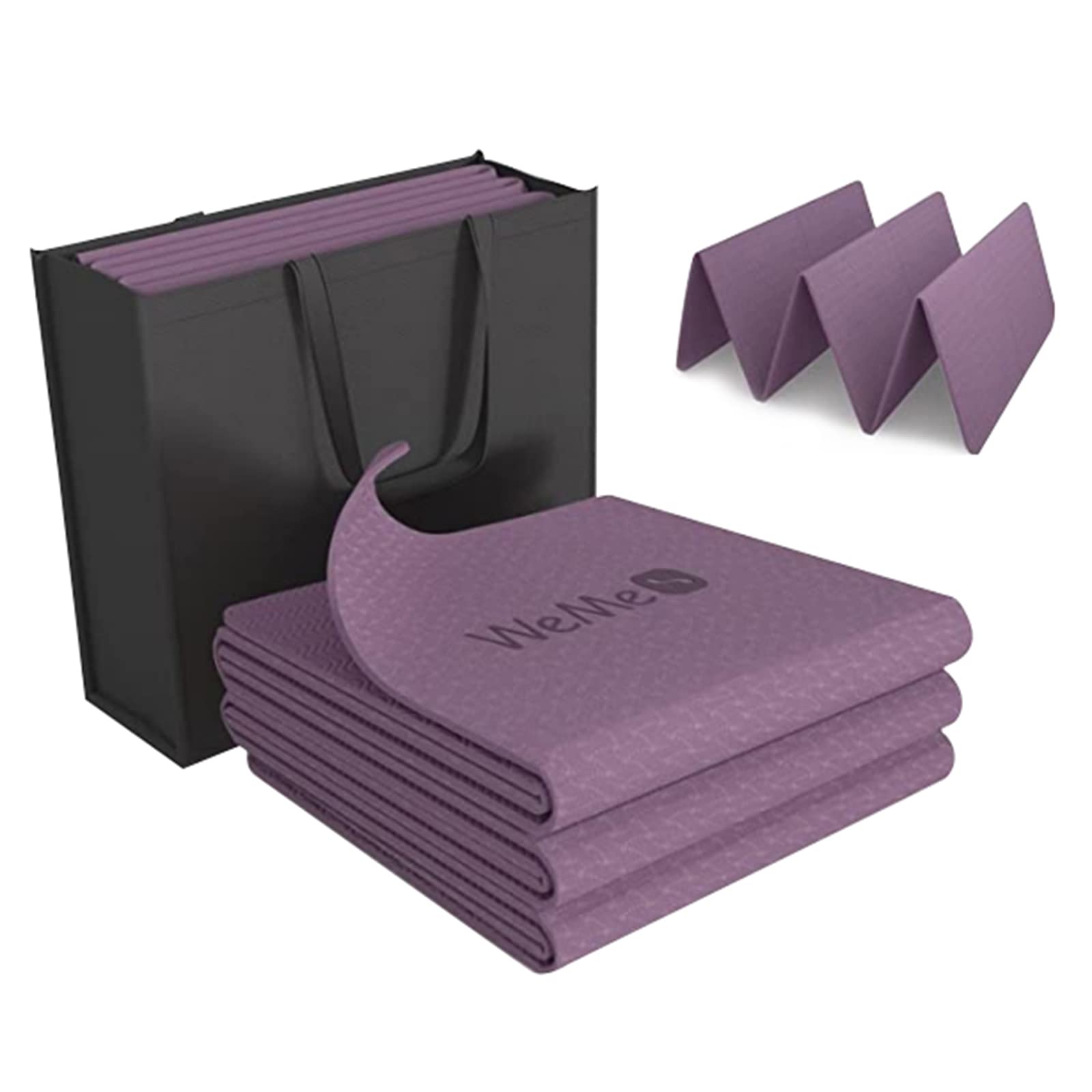 WeMe Yoga Mat, Folding Yoga Travel Mat with TPE Material Non Slip ...