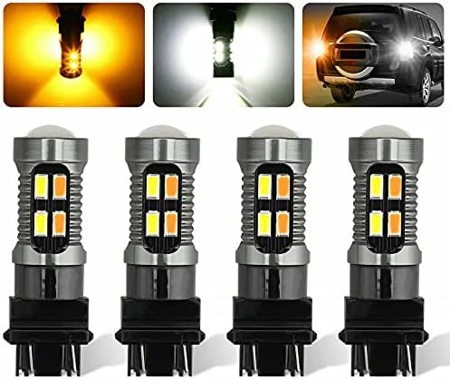 Amazon.com: Pack of 4 3157 3156 LED Turn Signal DRL Light Bulbs White ...