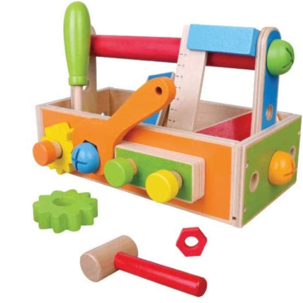 Wooden Toy Tool Box - Construction Set Toy - includes Wooden Tools ...