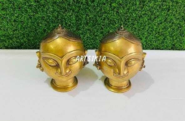 Buy MVs Madh Ventures India Brass Goddess Gauri/Parvati Head Pair ...