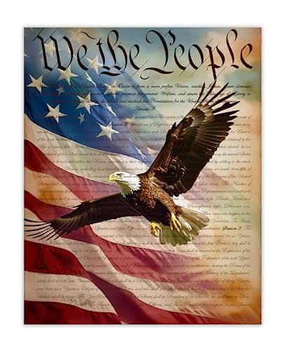 Amazon.com: American Flag Eagle Wall Art, USA Decorations for Home ...