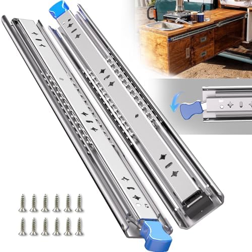 1 Pair 260 Lbs Heavy Duty Locking Drawer Slides Full Extension Ball ...