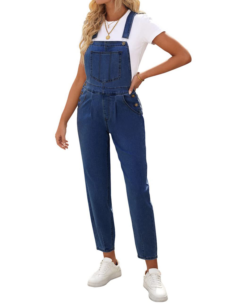 Snapklik.com : Womens Casual Adjustable Straps Denim Bib Overalls Deep ...