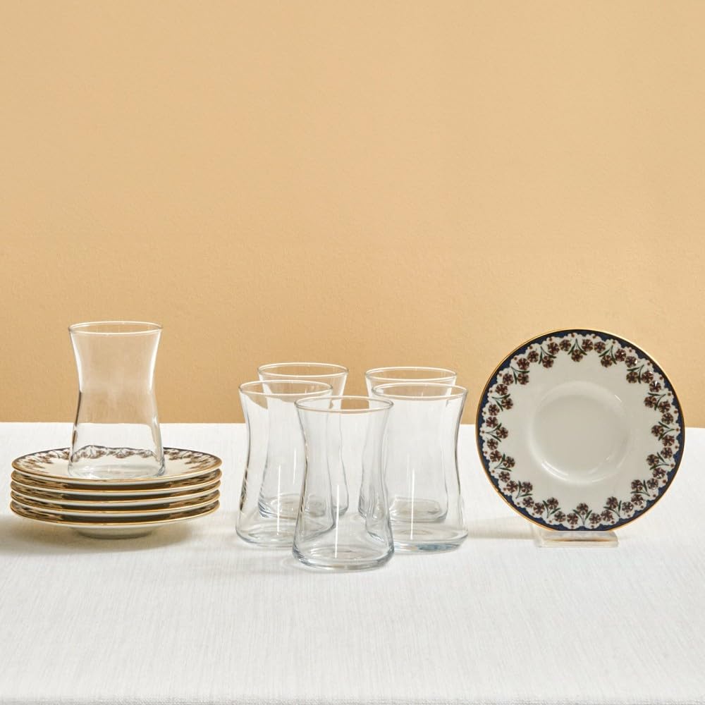 Snapklik.com : Karaca Florus Turkish Tea Glasses Set, 12-Piece Tea ...