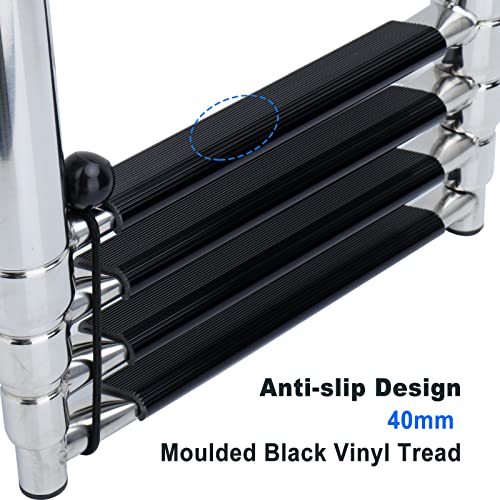 Snapklik.com : 4 Step Boat Ladder,304 Stainless Steel Folding Dive ...