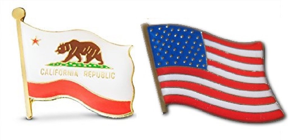 Amazon.com: Patriotic California State & American Flag Lapel or Hat Pin ...