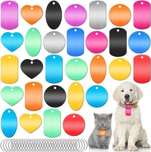 30pcs Blank Aluminum Dog & Cat ID Tags, Various Shapes Blank Dog Tags ...