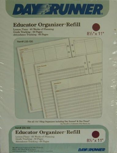 Amazon.com : Day Runner Educator Organizer Refill Monarch Lesson Plans ...