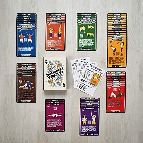 Stack 52 Dumbbell Exercise Cards. Dumbbell Workout Playing Card Game ...