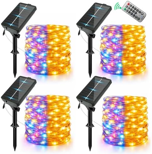 Solar Fairy String Lights 4 Pack Outdoor Remote Total 158FT 480LED Warm ...