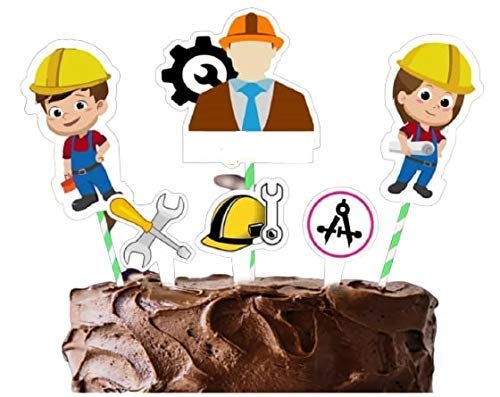 Engineer Theme Cake Topper (1 Pack of 6 pcs) : Amazon.in: Home & Kitchen