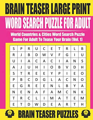 Brain Teaser Large Print Word Search Puzzle For Adult: World Countries ...