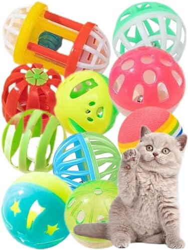 Amazon.com : PETFAVORITES Cat Jingle Balls Toys 10Pcs 6 Styles for ...