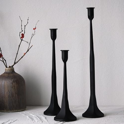 WillGail Set of 3 Matte Black Candle Holders for Taper Candles, Modern ...