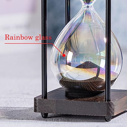 Rainbow Hourglass Timer 60 Minute, Wooden Frame Decorative Sand Timer ...