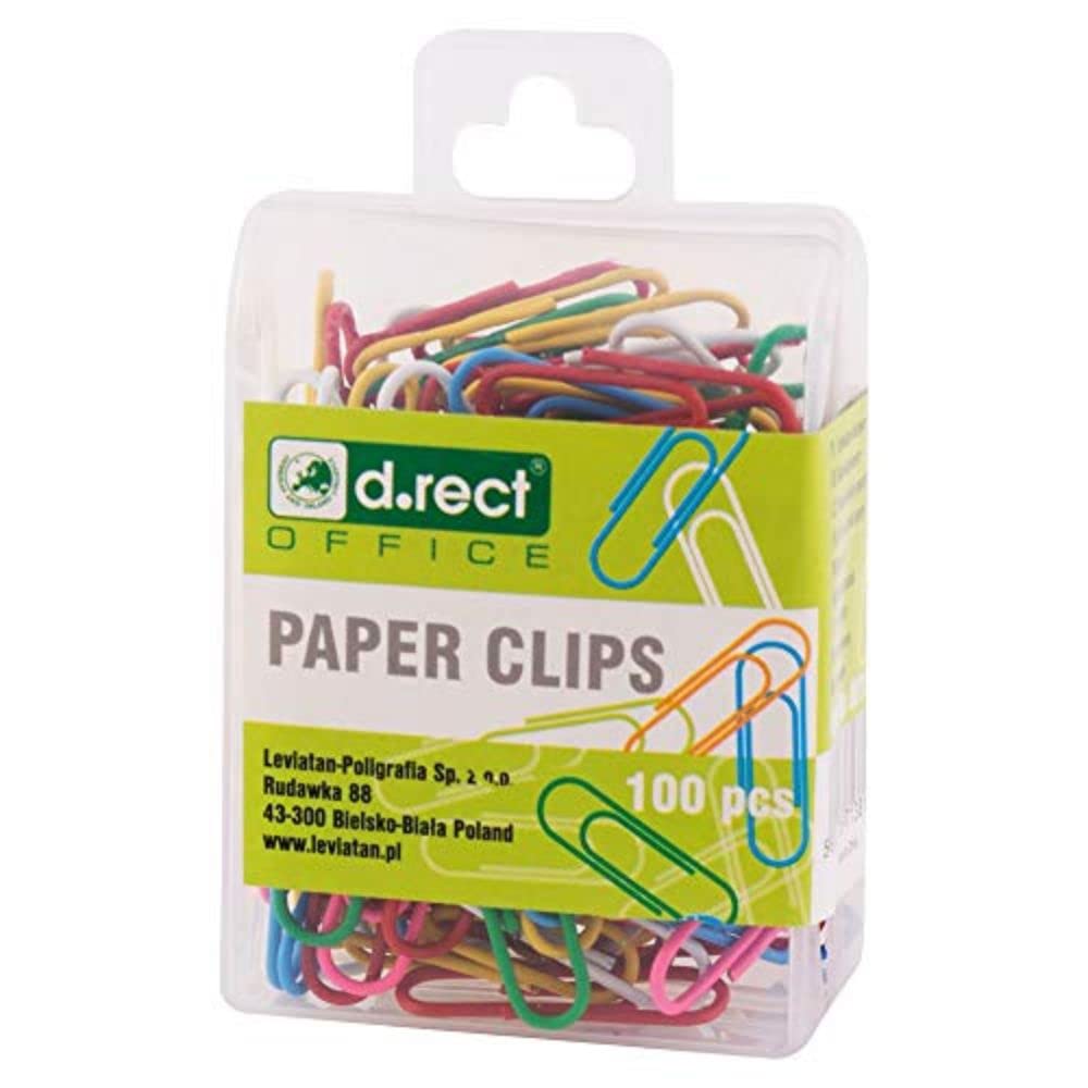 D.RECT A'100 Coloured Paper Clips 28 mm in Plastic Box, Multicolor ...