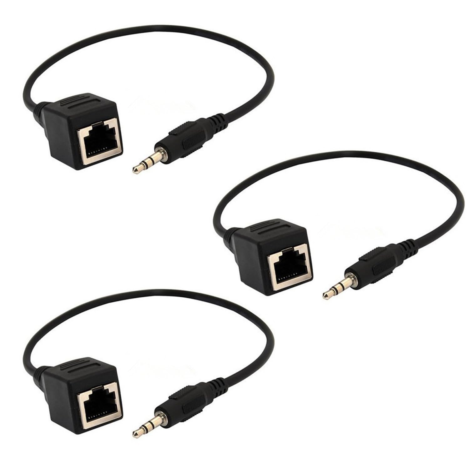 Amazon.com: Maxmoral 3pcs 3.5mm 1/8" Stereo Male Plug to RJ45 Female ...