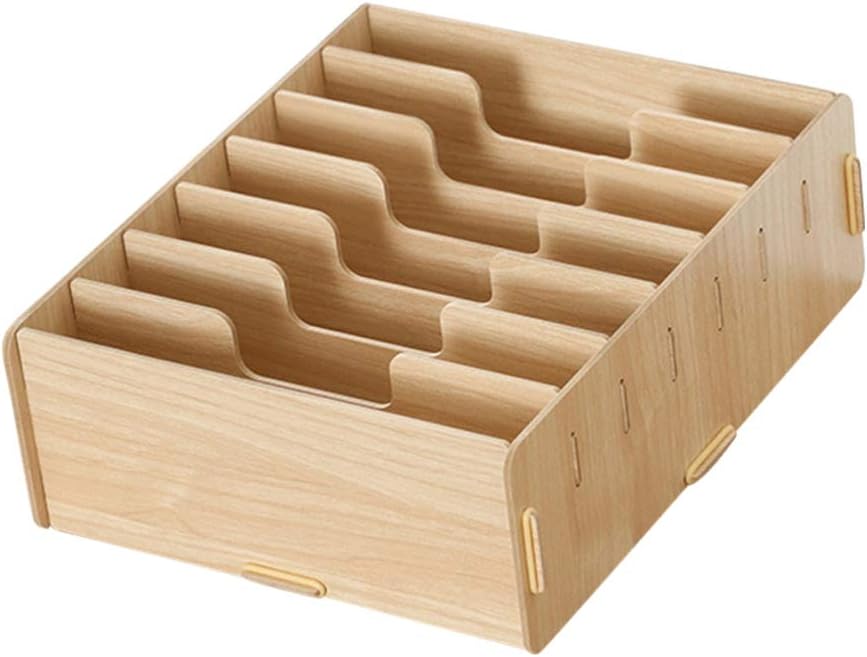 Amazon.com: YARNOW Wood File Organizer with 7 Adjustable Dividers ...