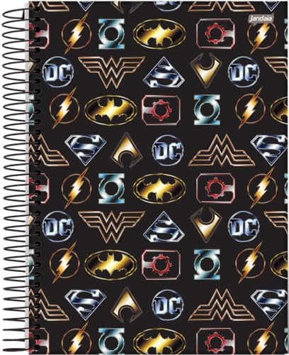 Caderno Espiral Univ CD 10 Matérias 160 fls DC Comics Logos Personagens ...