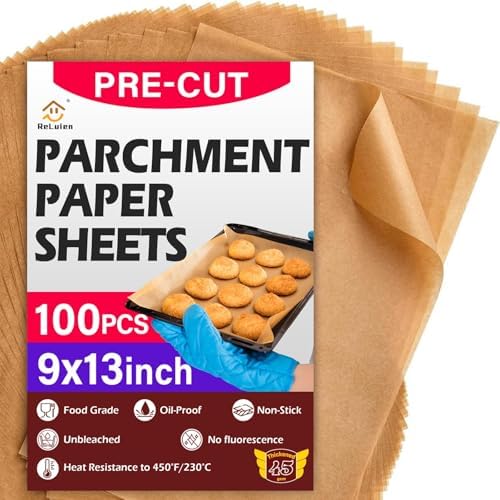 Amazon.com: Parchment Paper Sheets, 9x13 In Unbleached Non-Stick ...