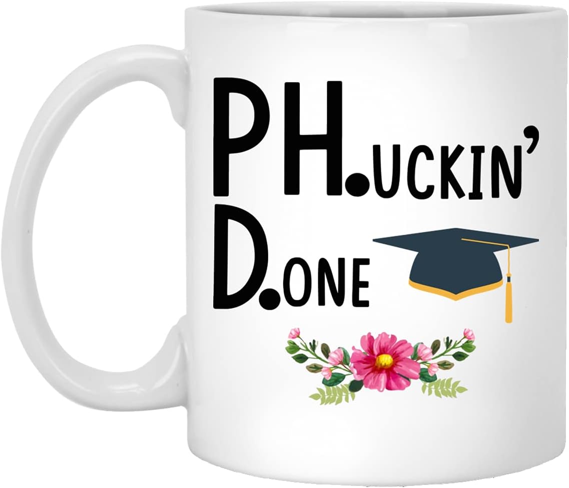 Amazon.com | HOURRUIYU Phd Graduation Gift Done Phd Gift Idea Black Mug ...