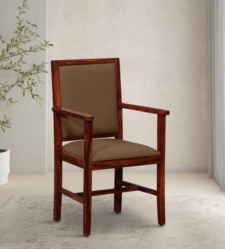 CARPENTRY CART Solid Sheesham Wood Arm Chair with Cushion Multipurpose ...
