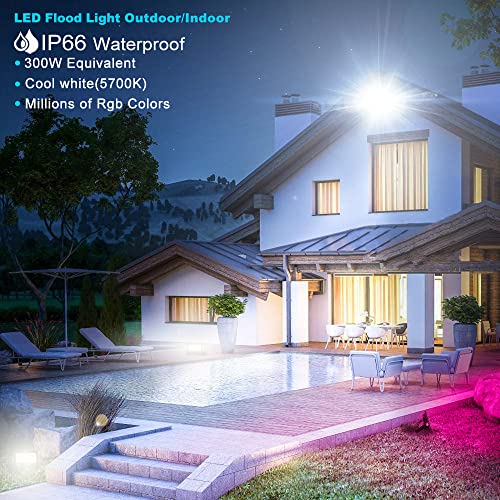 LED Flood Light Outdoor, 300W Equivalent 3000LM Smart RGB Landscape ...