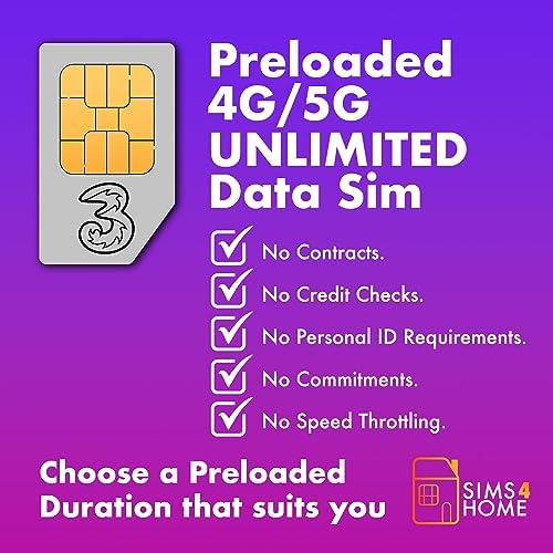 O2 Data Sim Card Preloaded with UNLIMITED 4G/5G Data. Includes 25GB to ...