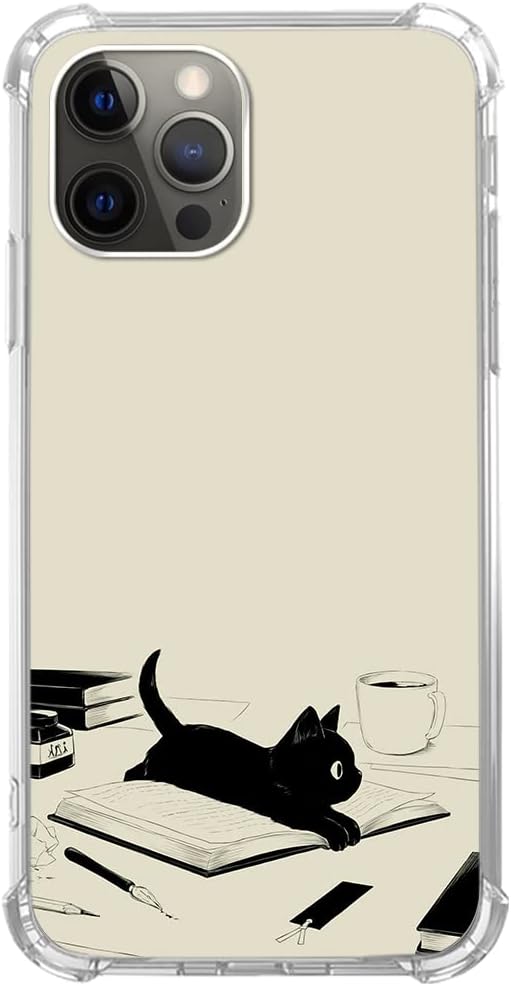 Amazon.com: Black Cute Cat iPhone 14 Pro Case - 6.1 Inch Van Gogh Cute ...