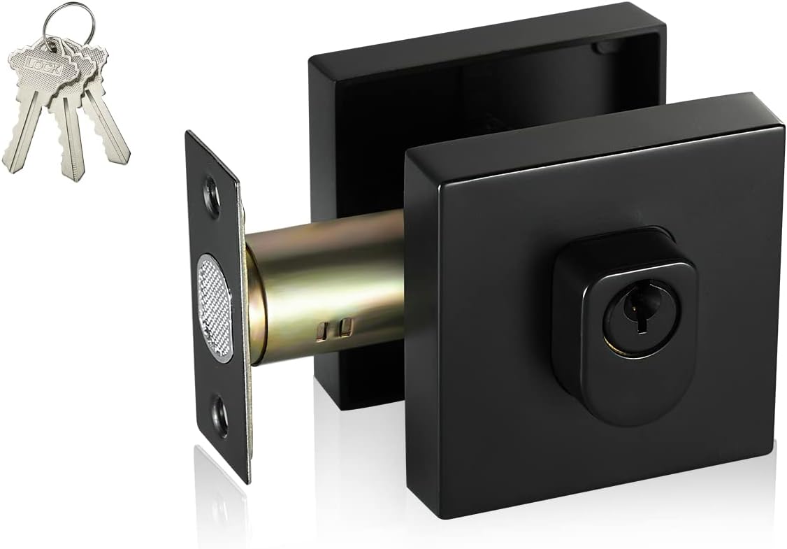 Double Cylinder Deadbolt Combo Keyed Alike, Modern Square Lock for ...