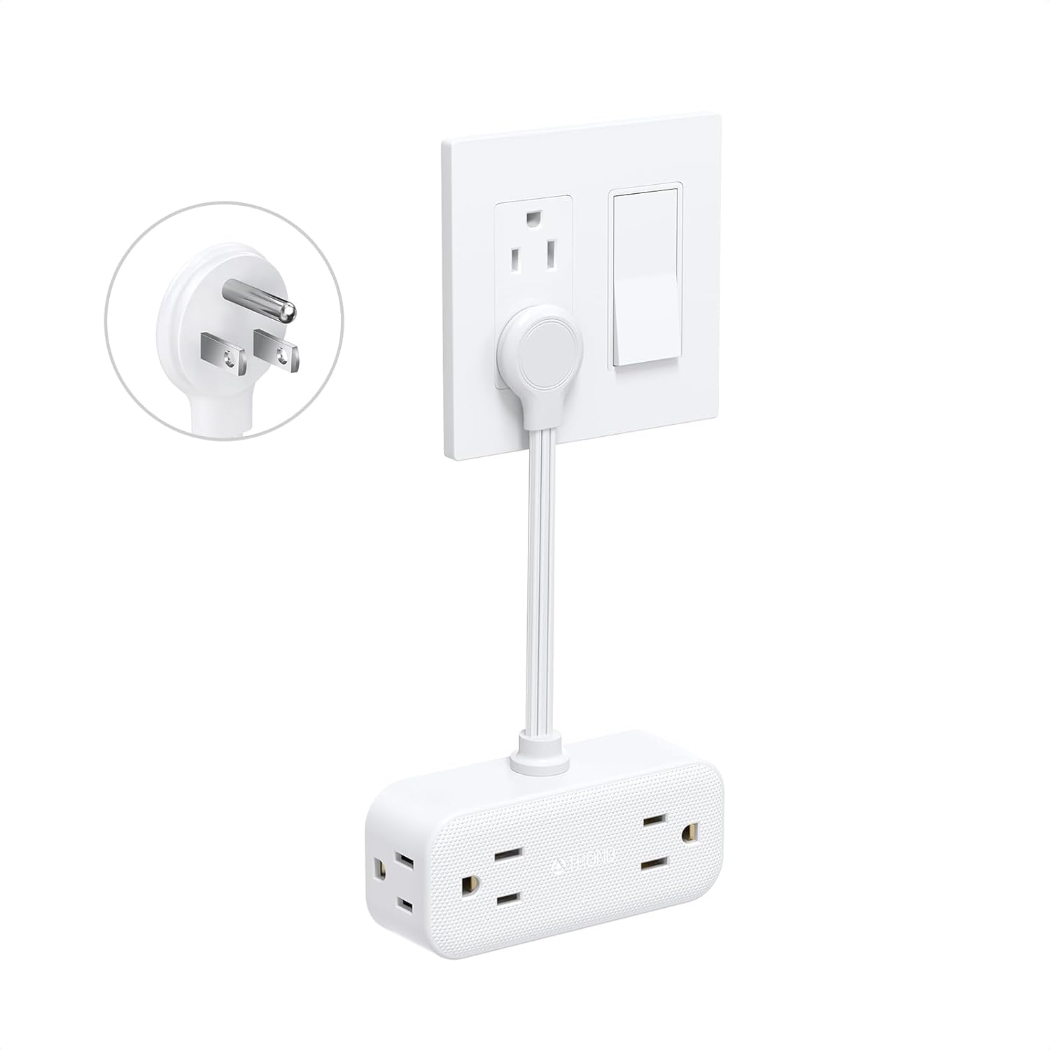 TROND Outlet Extender with 6 Inch Cord, Flat Plug Adapter for Inverted ...