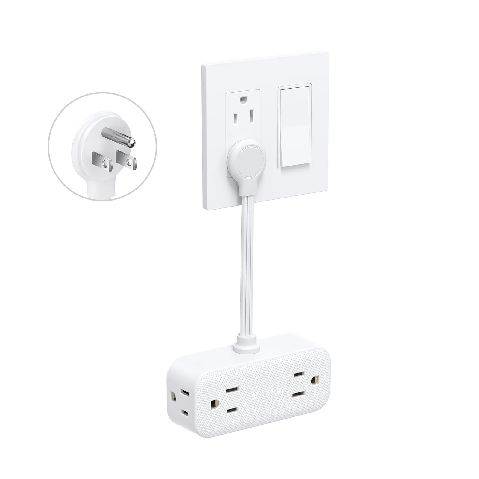 TROND Outlet Extender with 6 Inch Cord - Flat Plug Adapter for Inverted ...