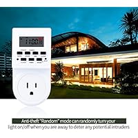 Techbee 7-Day Programmable Digital Countdown Timer Switch with 3-Prong ...