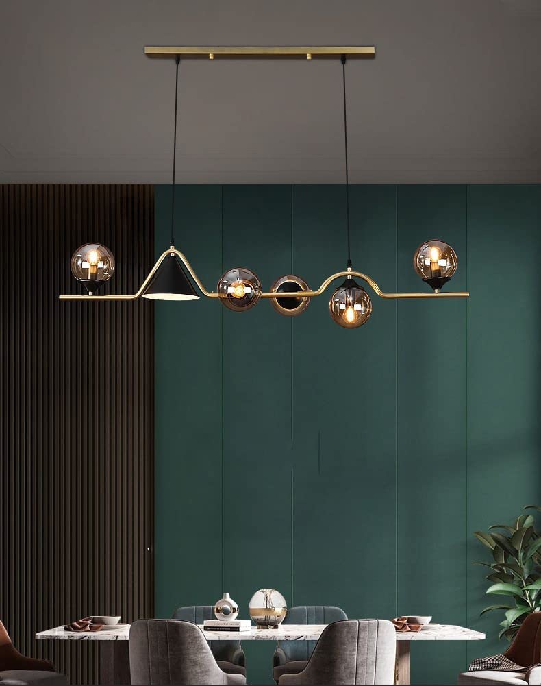 Buy CITRA 6 Light Gold Black Smokey Glass Chandelier Ceiling Lights ...