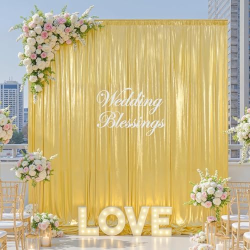 Amazon.com : 10×10FT Gold Sequin Backdrop Curtains Wedding Backdrop ...
