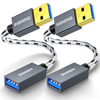 Amazon.com: SNANSHI Short USB Extension Cable 1ft 2Pack: USB3.0 ...