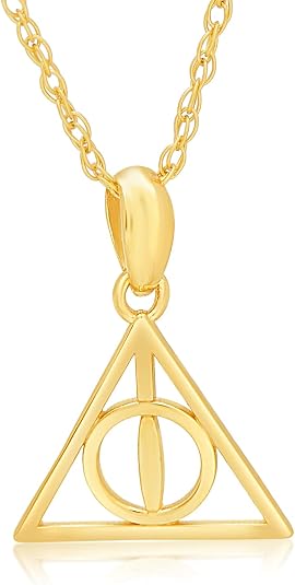 Amazon.com: Harry Potter Deathly Hallows 14K Gold Pendant w/Gold filled ...