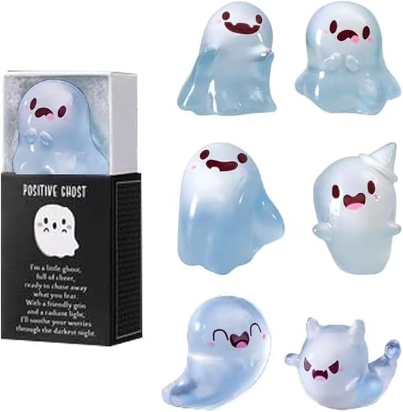 Amazon.com: 32 Sets Halloween Mini Ghost Figures with Box, Glow in The ...