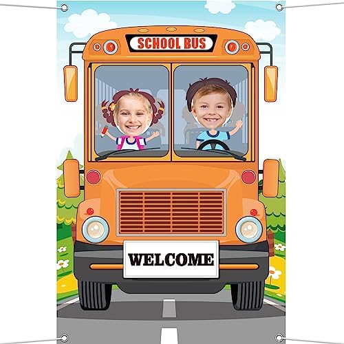 Amazon.com: ojustbeok School Bus Photo Prop Selfie Frame Back to School ...