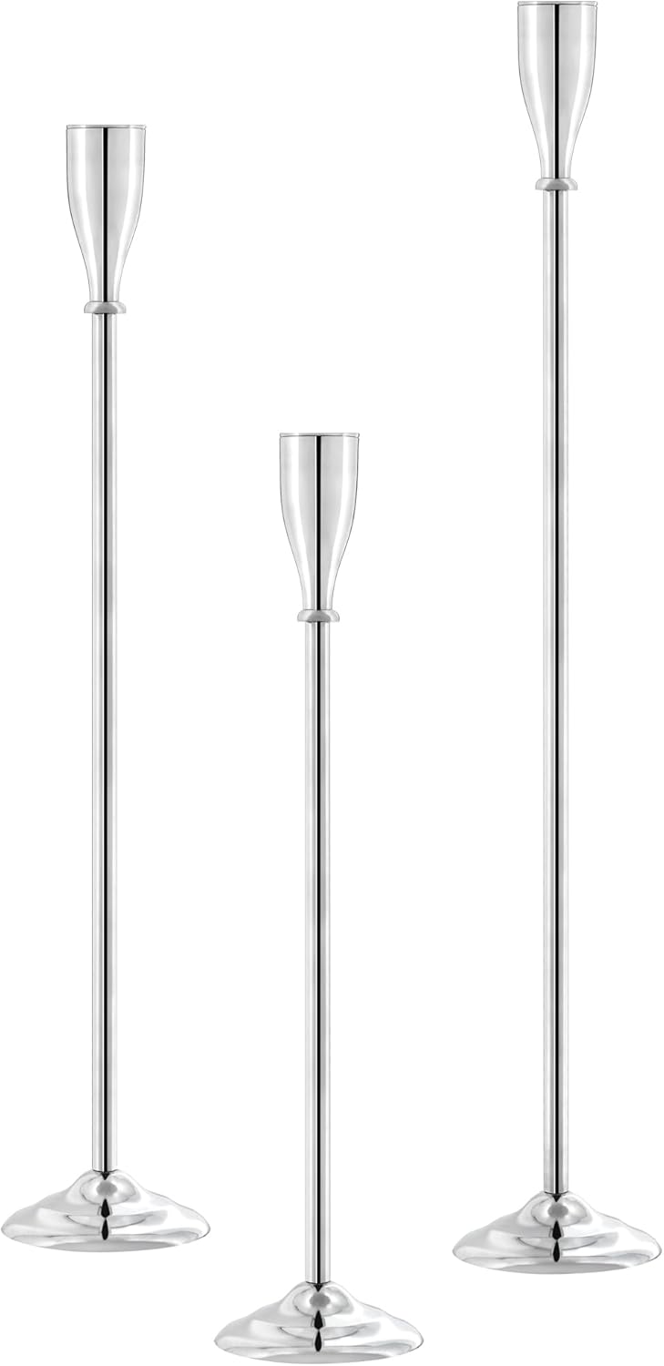 Amazon.com: Torre & Tagus Treo Polished Silver Candle Holder Set of 3 ...