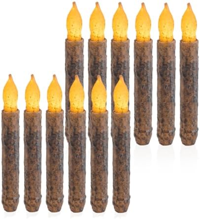 Amazon.com: Glflickerow 12 Pcs Real Wax Primitive Taper Candles with ...