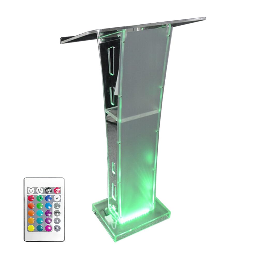 QXRSOP Acrylic Podium Stand,Clear Pulpits Include LED Lights adjustable ...