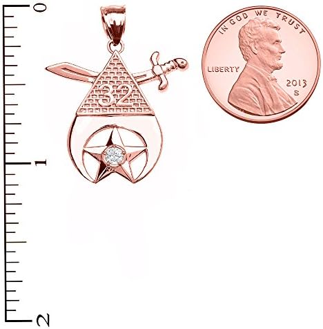 Amazon.com: 14k Rose Gold Freemason Masonic Shriners Diamond Pendant ...