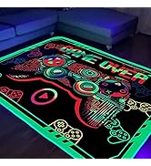 Amazon.com: KMkicme Gaming Area Rug Blacklight for Bedroom Decor Game ...